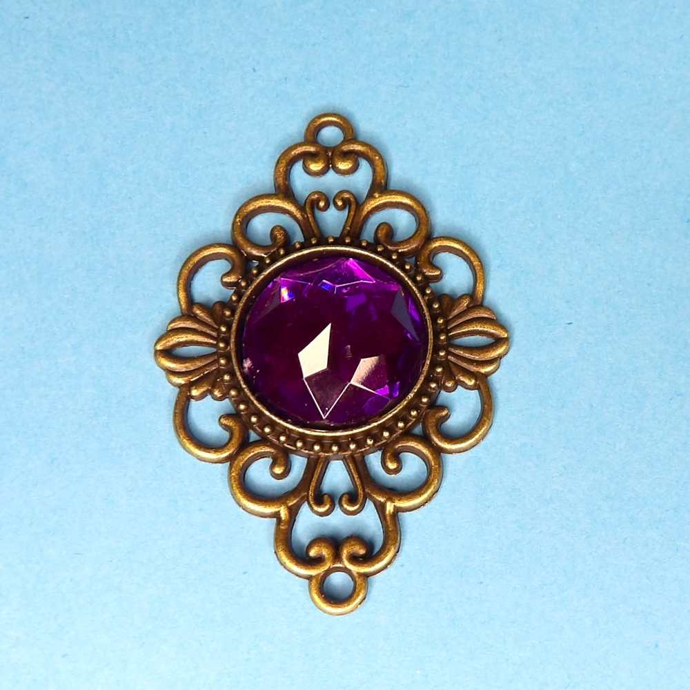 5 Dark Gold Metal flat back with Purple stone size 50mm x 35mm clearan ...