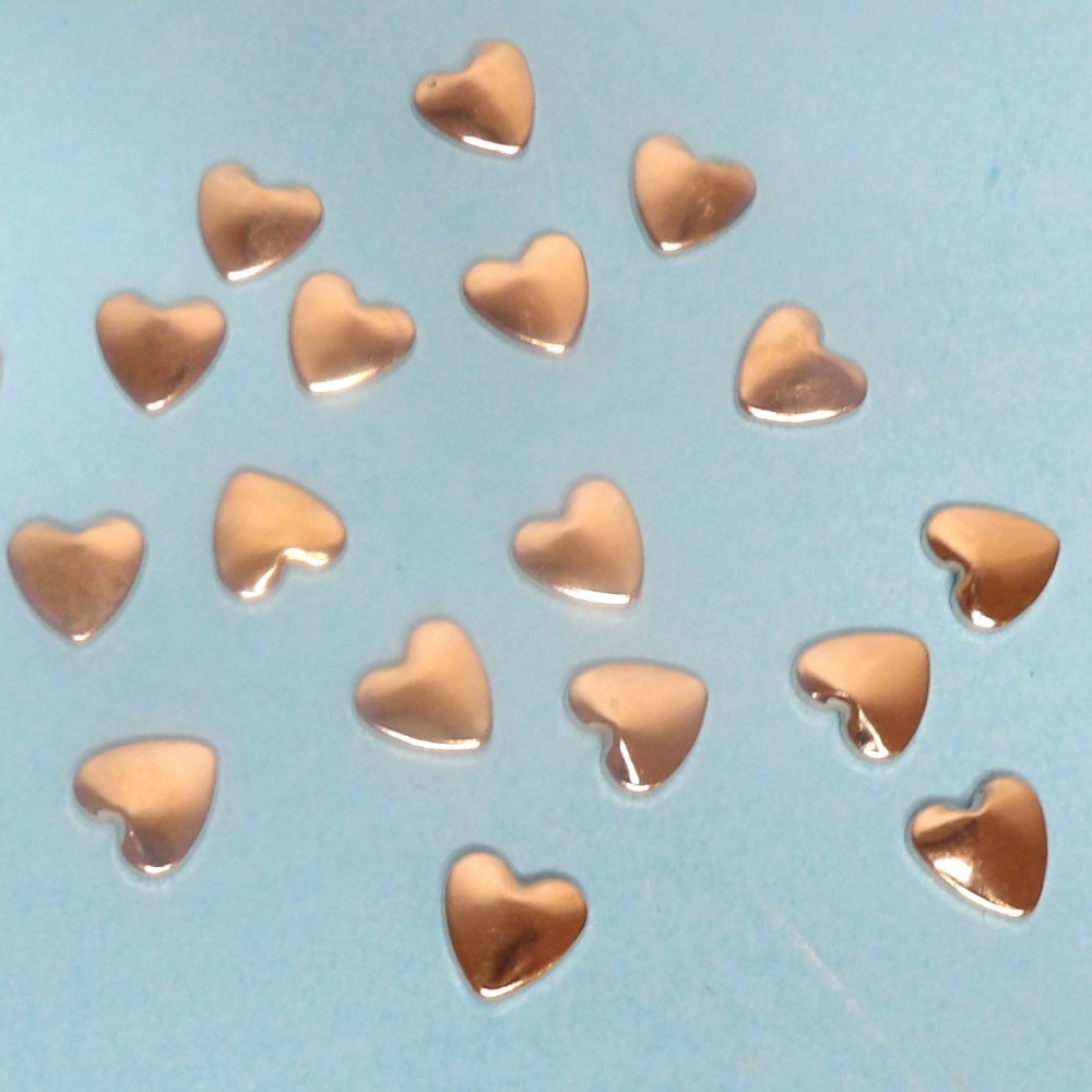 100 Silver Colour Metallic Stud Type Hotfix Iron On Hearts Size 9mm X ...