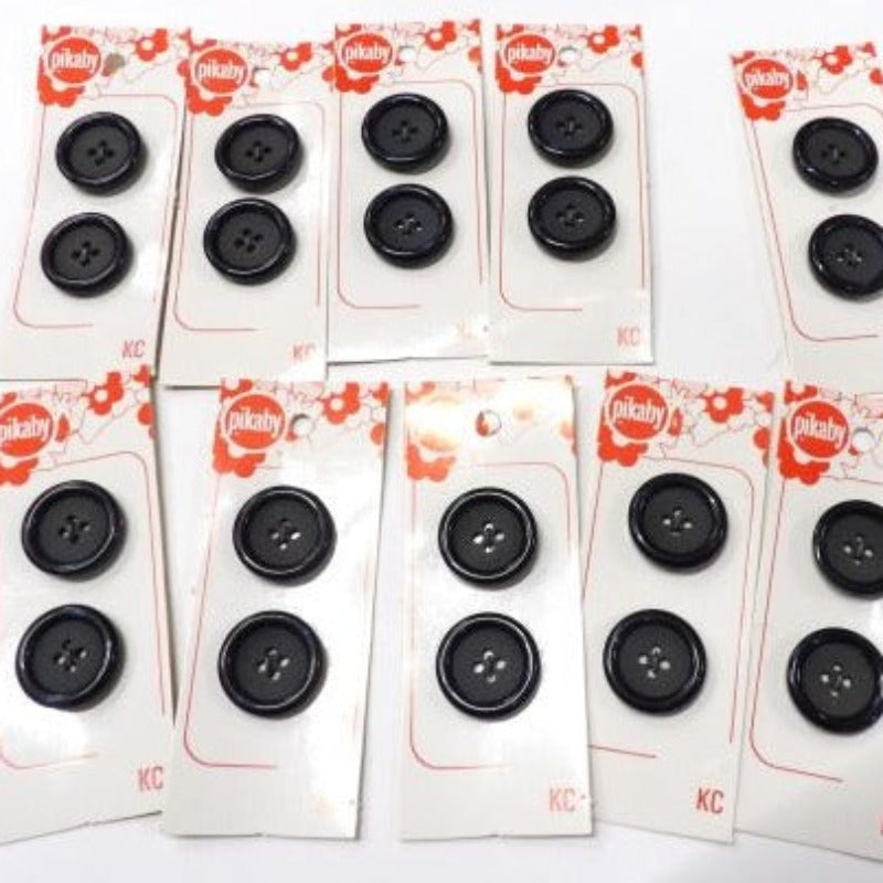 10 cards of NAVY COAT BUTTONS 4 hole buttons with shiny edge 2 on each ...