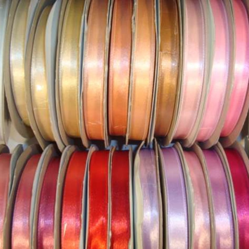 50 metres of single satin ribbon 12mm wide choice of colour list 1 cle ...